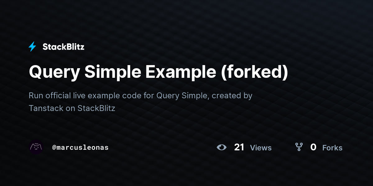 Query Simple Example (forked) - StackBlitz