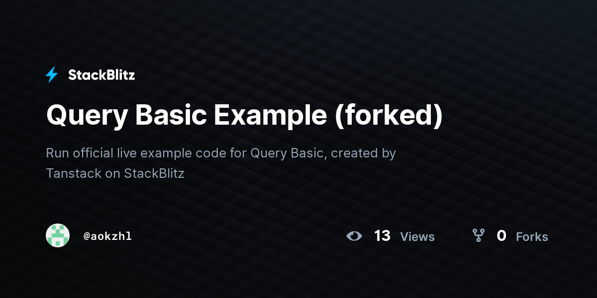 Query Basic Example (forked) - StackBlitz