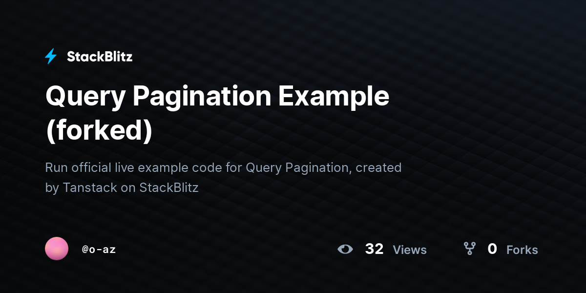Query Pagination Example (forked) - StackBlitz