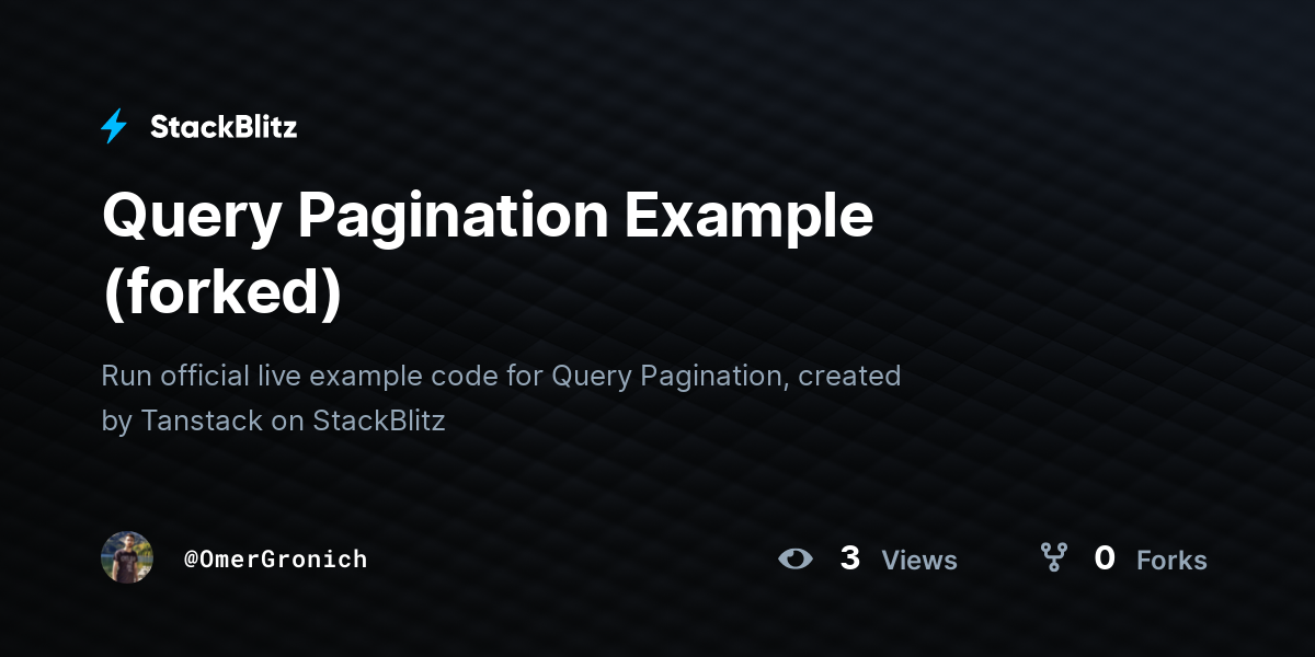 Query Pagination Example (forked) - StackBlitz