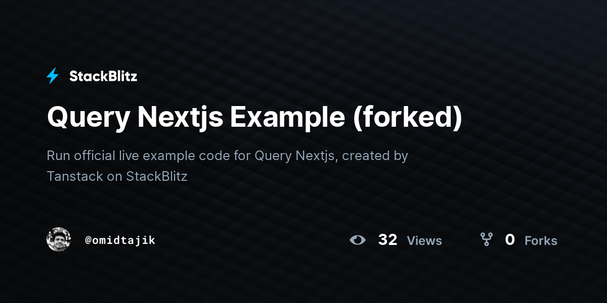 Query Nextjs Example (forked) - StackBlitz