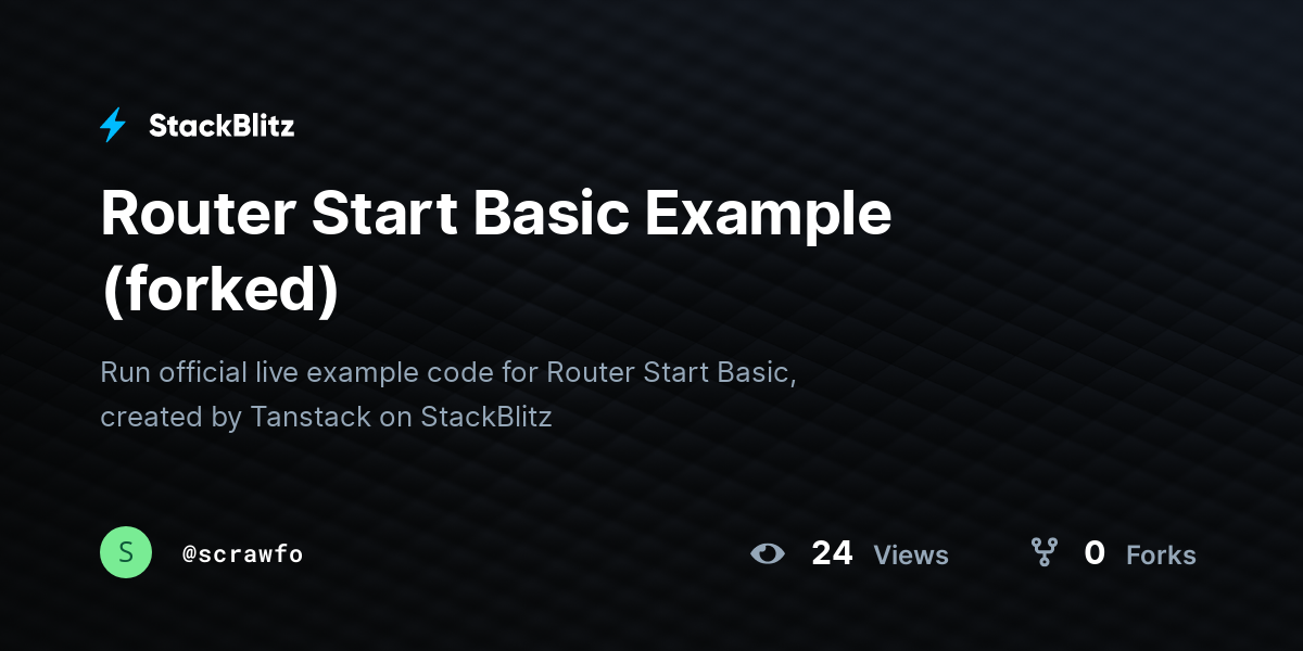 Router Start Basic Example (forked) - StackBlitz