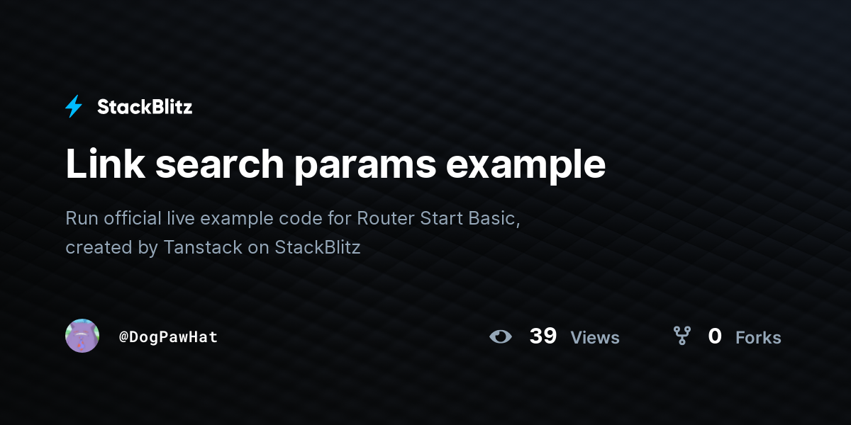 Link search params example - StackBlitz