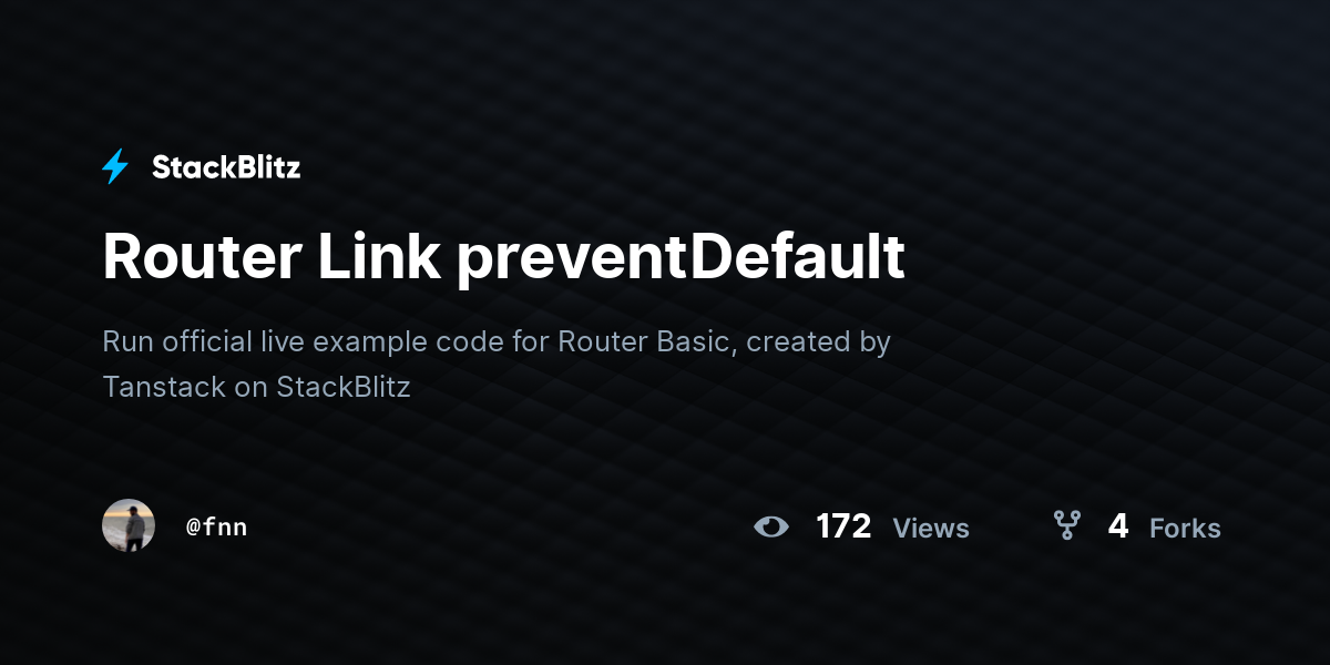 Router Link preventDefault - StackBlitz