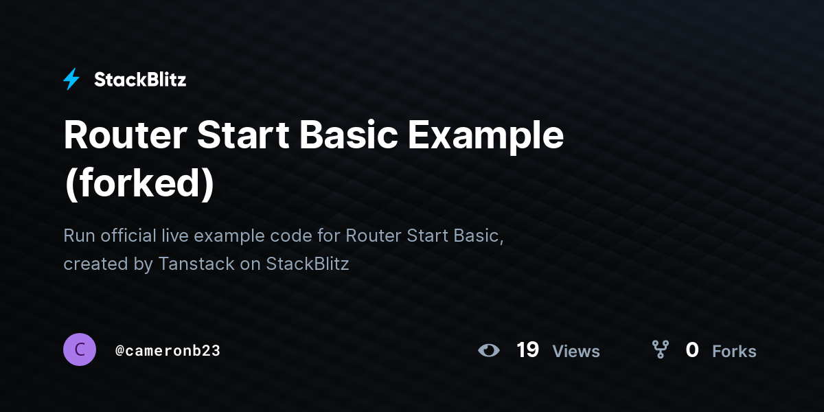 Router Start Basic Example (forked) - StackBlitz