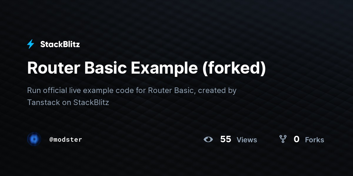 Router Basic Example (forked) - StackBlitz