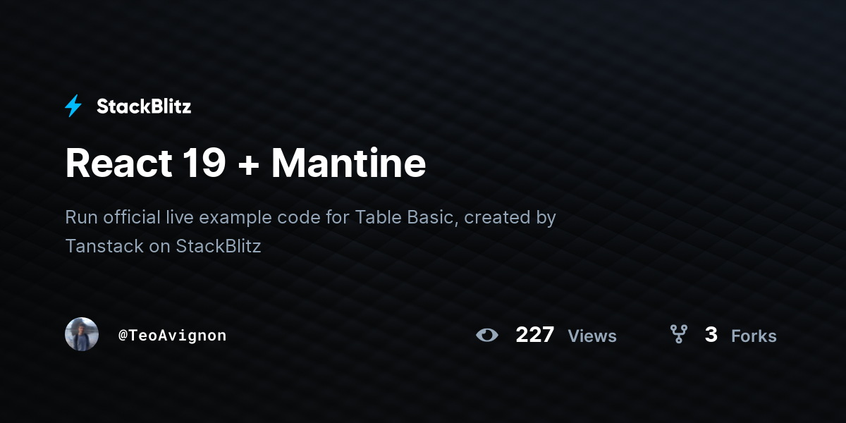 React 19 + Mantine - StackBlitz