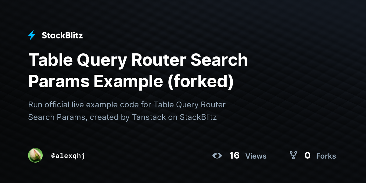 Table Query Router Search Params Example (forked) - StackBlitz