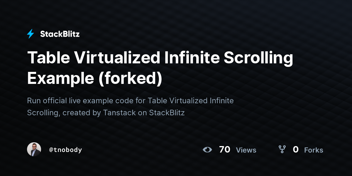 Table Virtualized Infinite Scrolling Example (forked) - StackBlitz