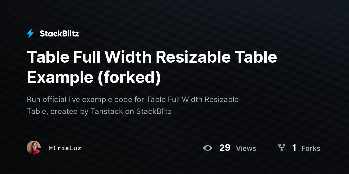 Table Full Width Resizable Table Example (forked) - StackBlitz
