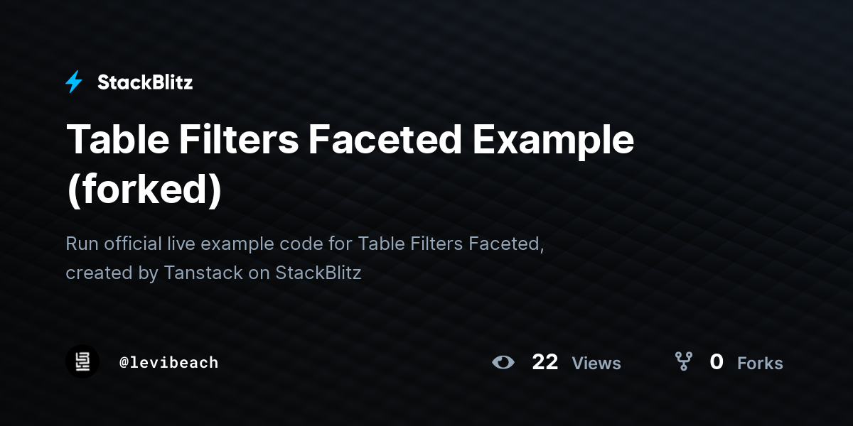 Table Filters Faceted Example (forked) - StackBlitz
