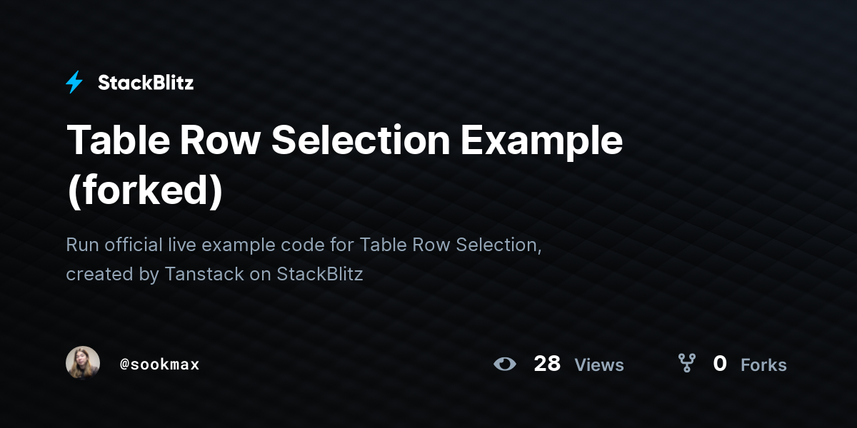 Table Row Selection Example (forked) - StackBlitz