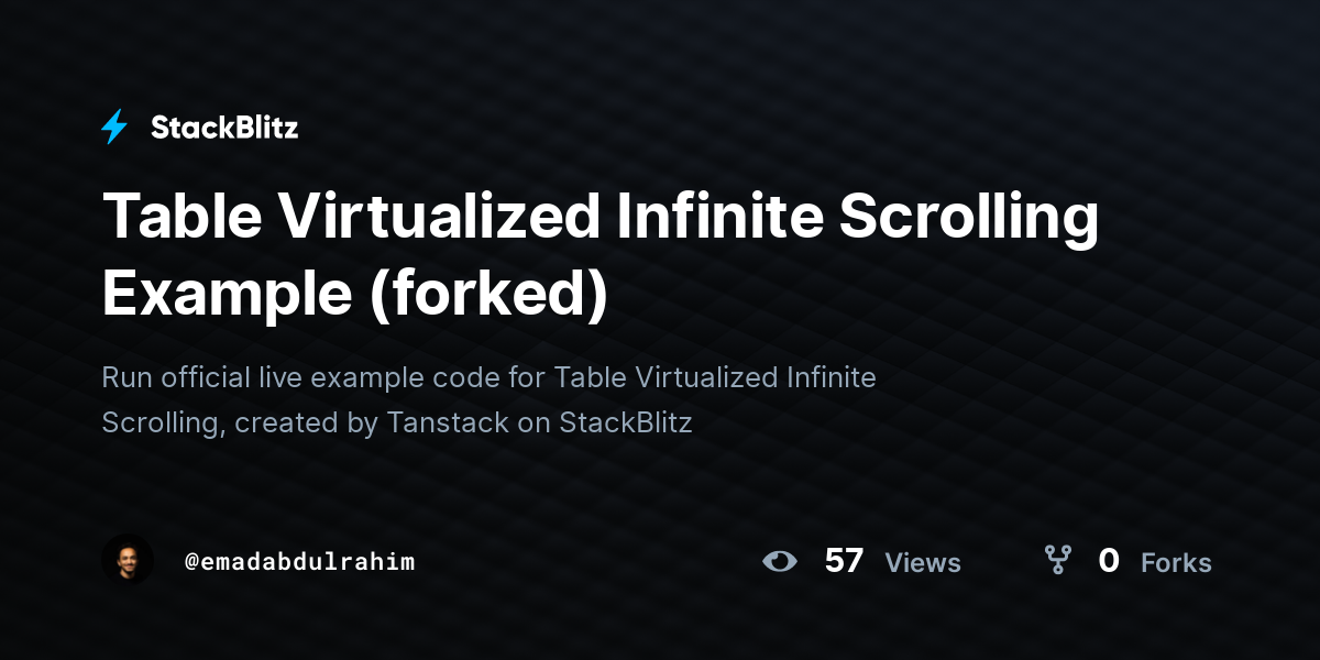 Table Virtualized Infinite Scrolling Example (forked) - StackBlitz