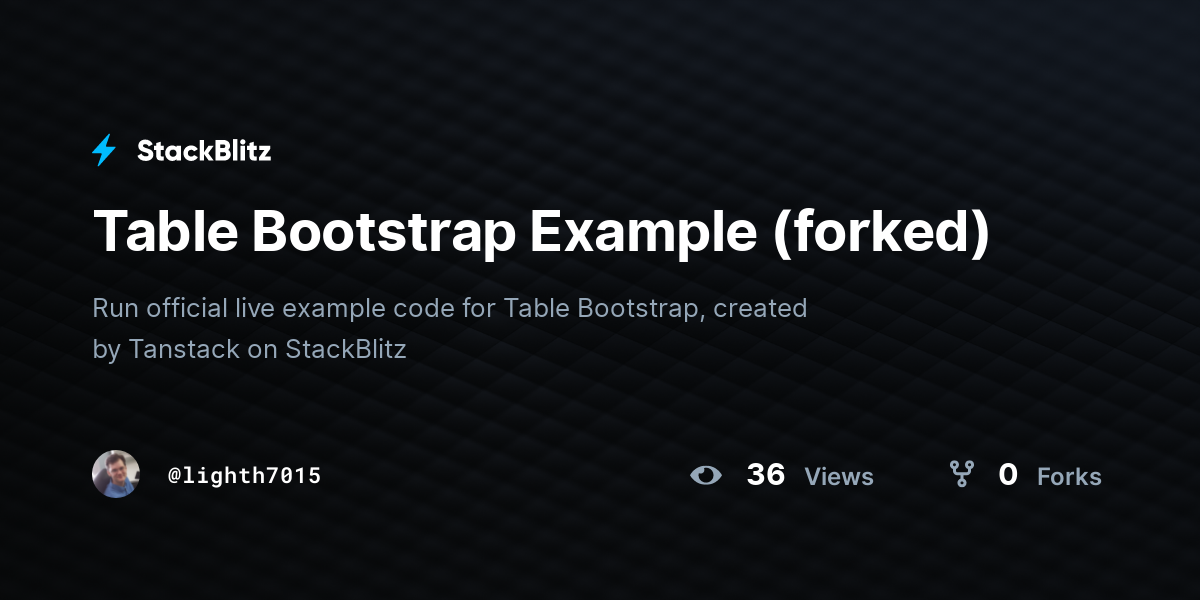 Table Bootstrap Example (forked) - StackBlitz