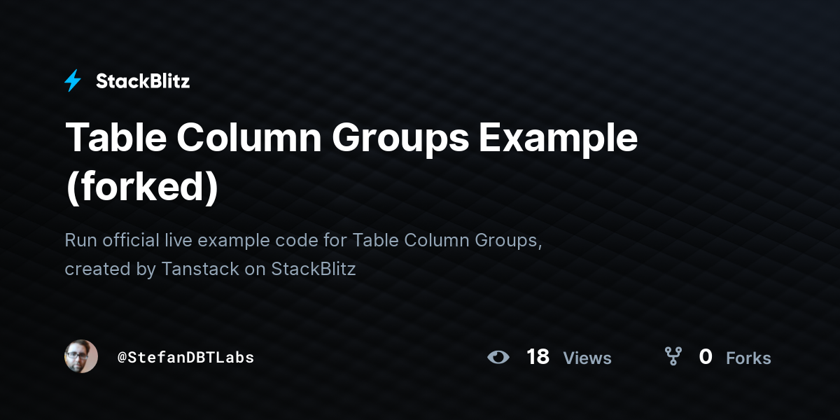 Table Column Groups Example (forked) - StackBlitz