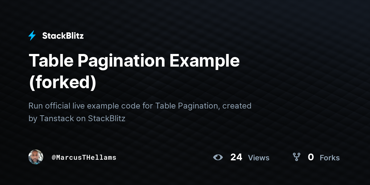 Table Pagination Example (forked) - StackBlitz