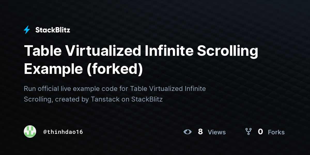 Table Virtualized Infinite Scrolling Example (forked) - StackBlitz