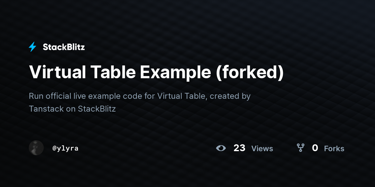 Virtual Table Example (forked) - StackBlitz