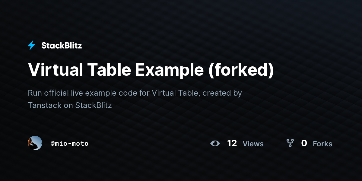 Virtual Table Example (forked) - StackBlitz