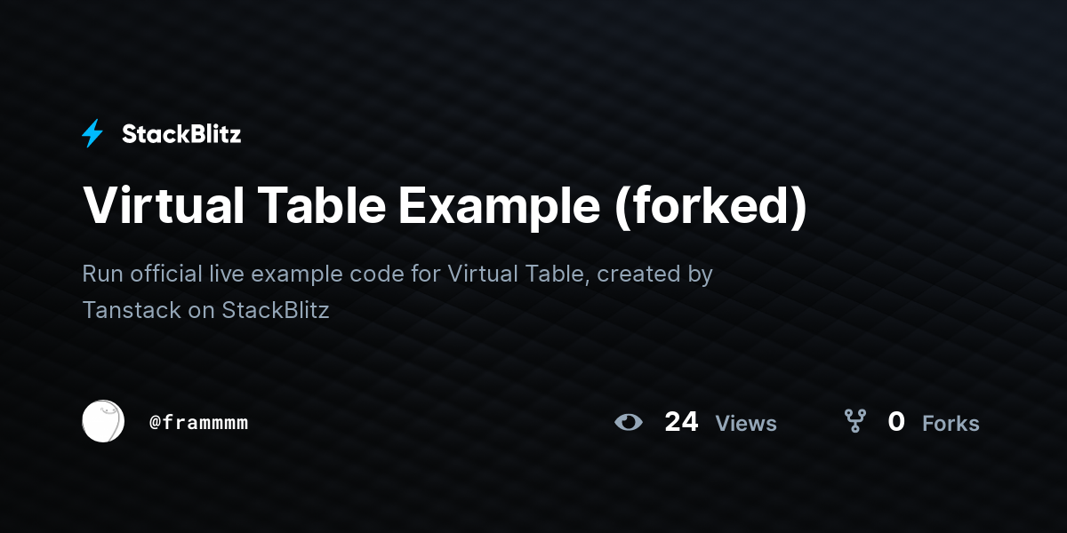 Virtual Table Example (forked) - StackBlitz