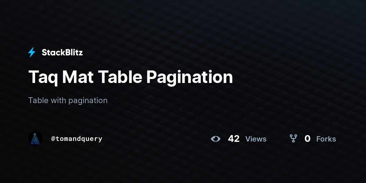 Taq Mat Table Pagination - StackBlitz