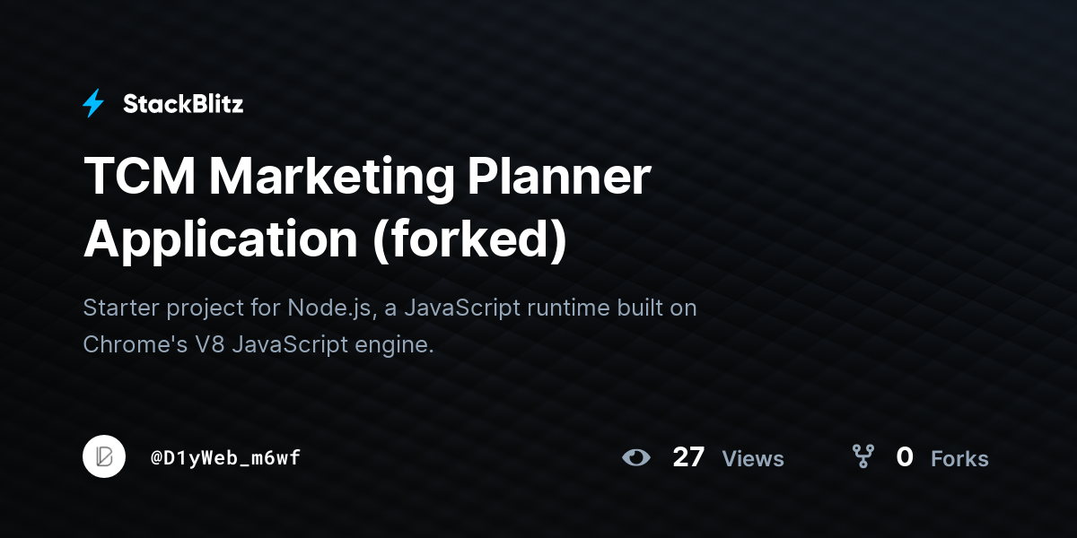 TCM Marketing Planner Application (forked) - StackBlitz