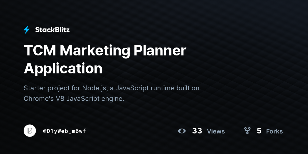 TCM Marketing Planner Application - StackBlitz