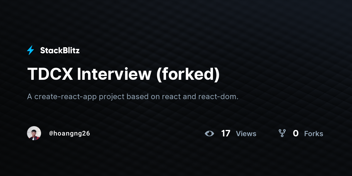 TDCX Interview (forked) - StackBlitz