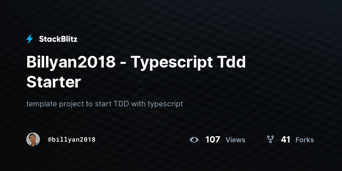 Billyan2018 - Typescript Tdd Starter - StackBlitz