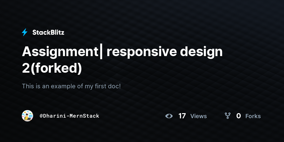 Assignment| responsive design 2(forked) - StackBlitz