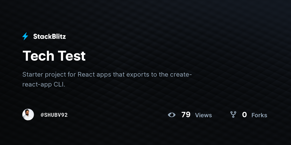 Tech Test Stackblitz