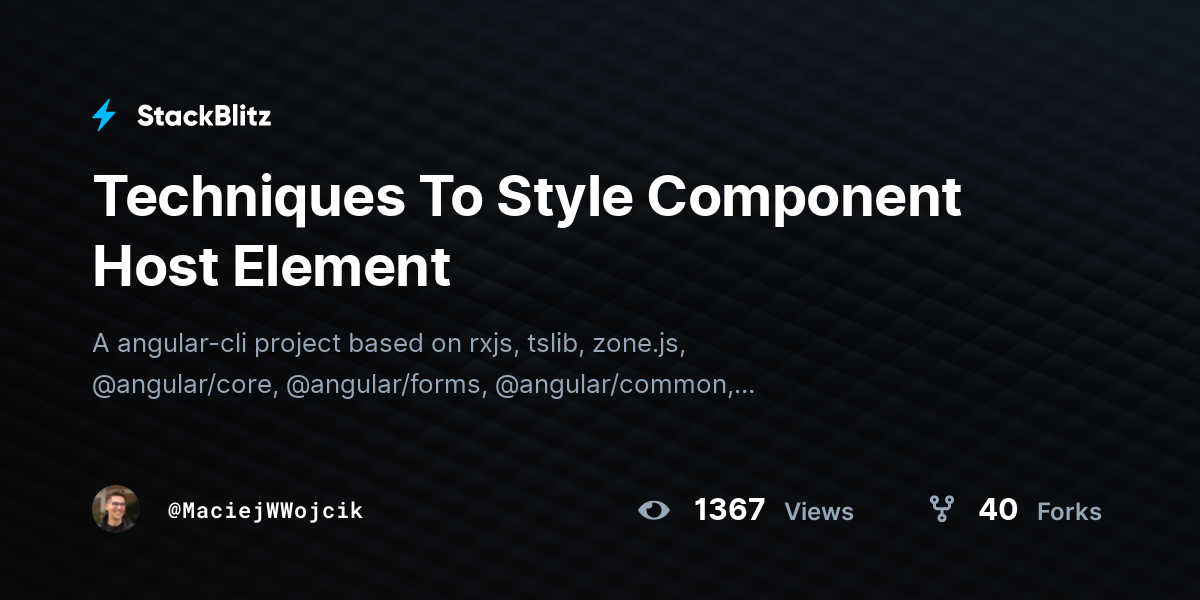 Techniques To Style Component Host Element - StackBlitz