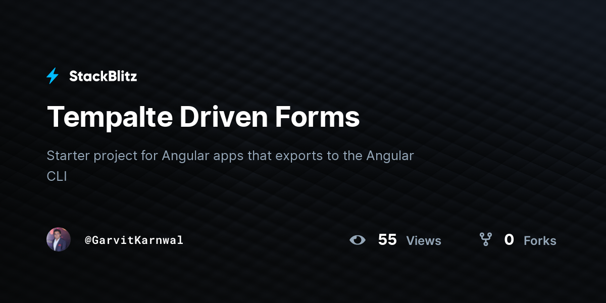Tempalte Driven Forms - StackBlitz