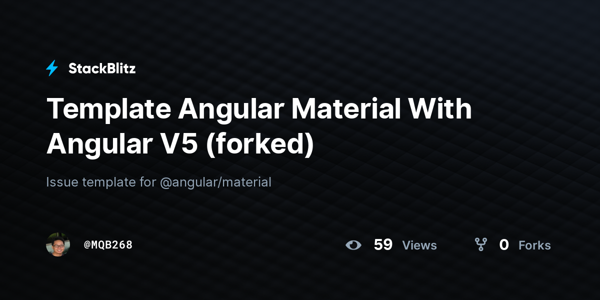 Template Angular Material With Angular V5 (forked) - StackBlitz