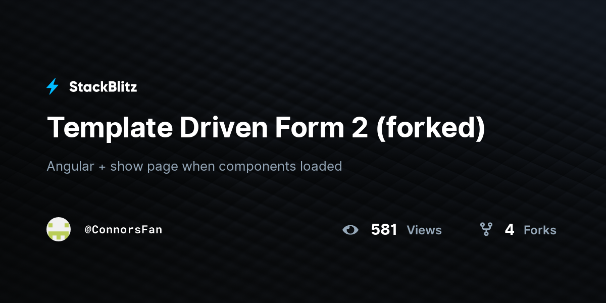 Template Driven Form 2 (forked) - StackBlitz