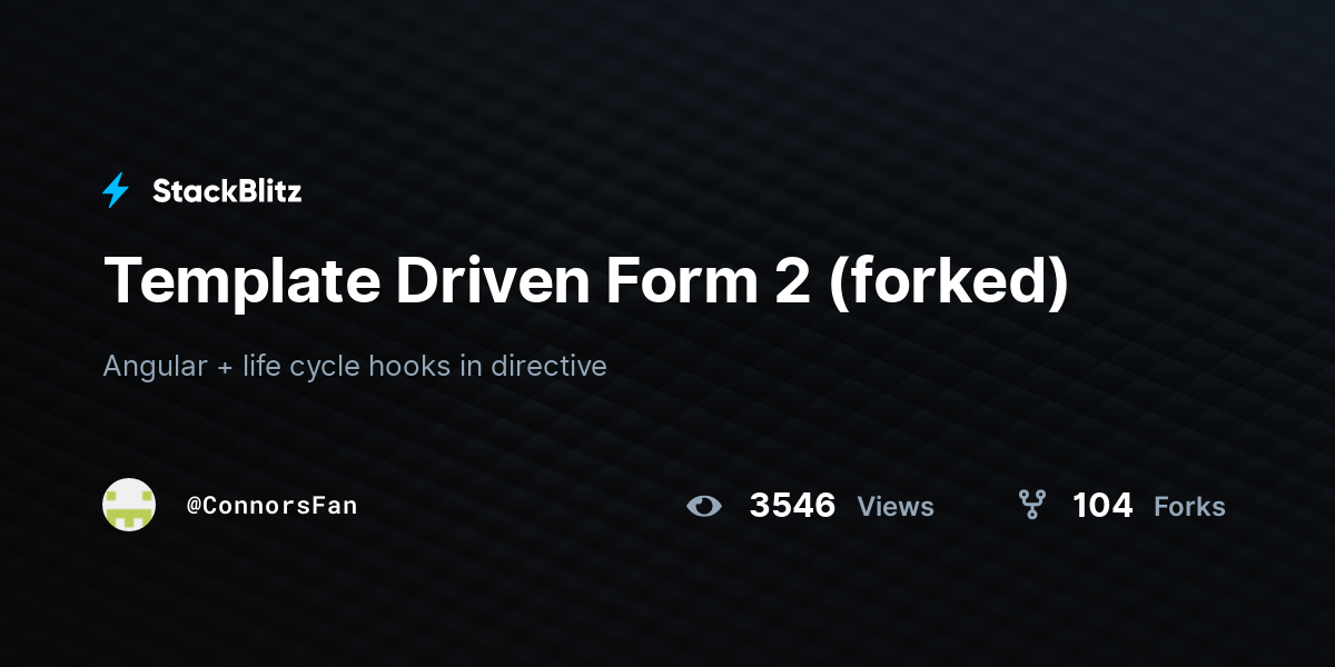Template Driven Form 2 (forked) - StackBlitz