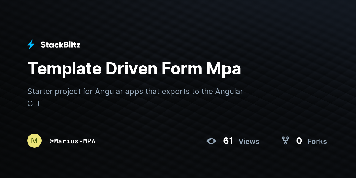 Template Driven Form Mpa - StackBlitz