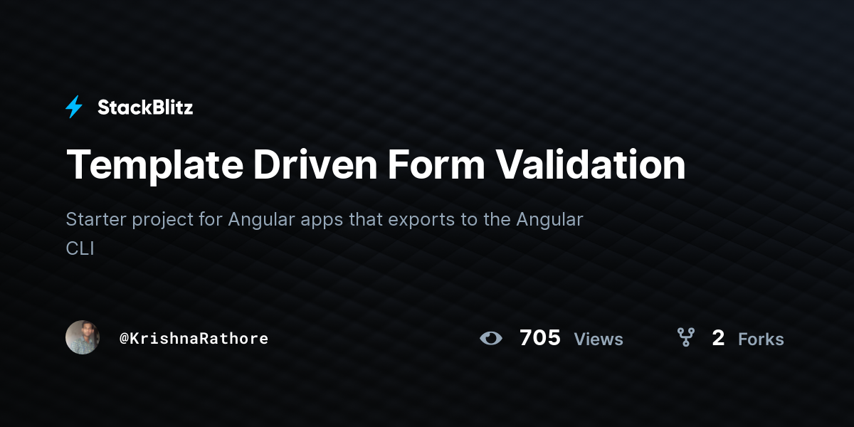 Template Driven Form Validation - StackBlitz