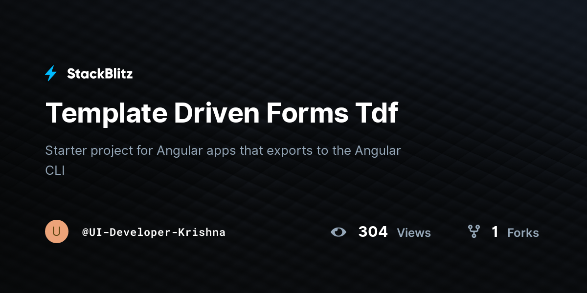Template Driven Forms Tdf - StackBlitz