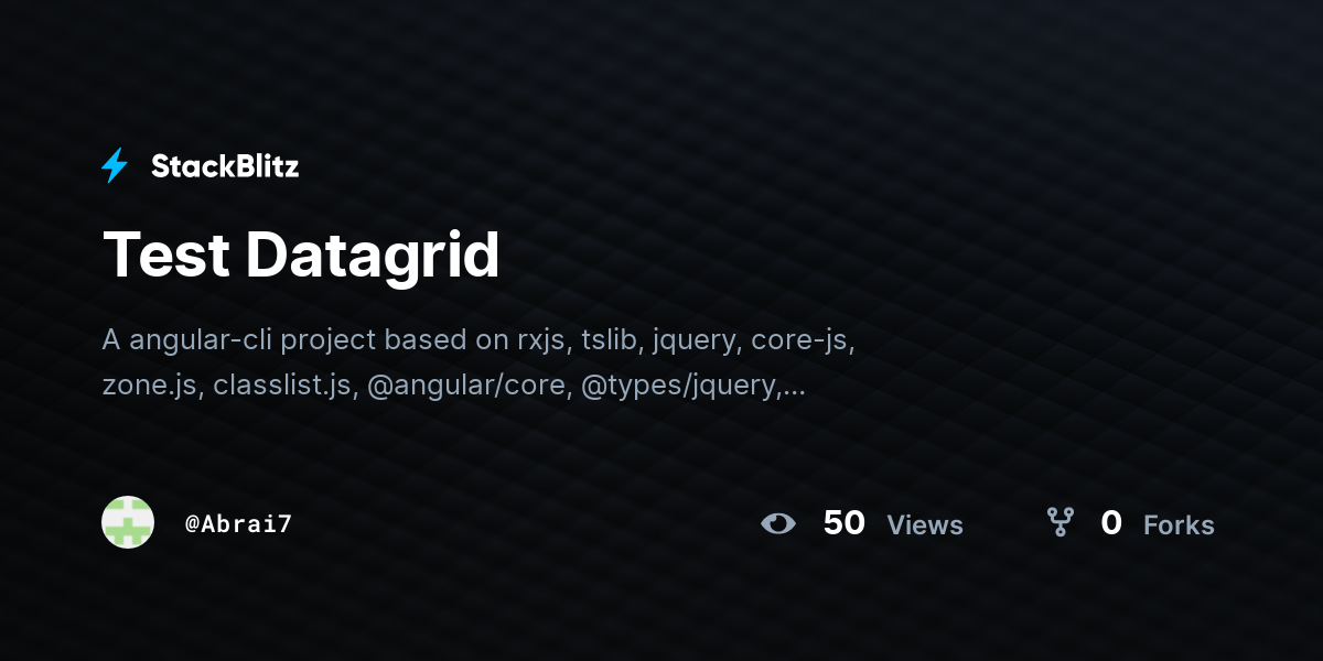 Test Datagrid Stackblitz