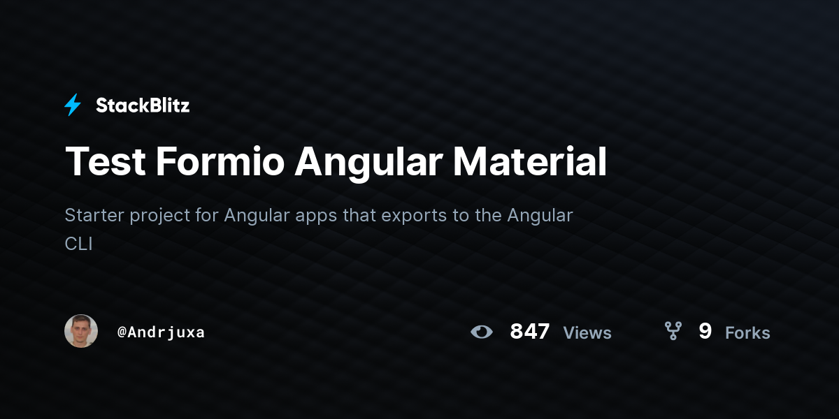 Test Formio Angular Material - StackBlitz