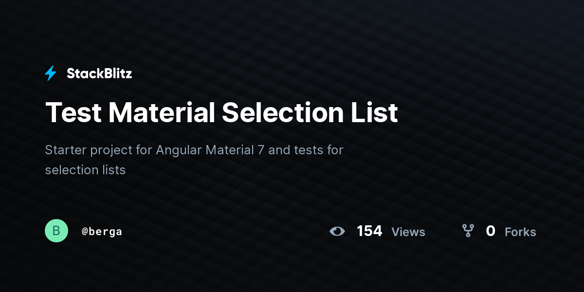 Test Material Selection List Stackblitz