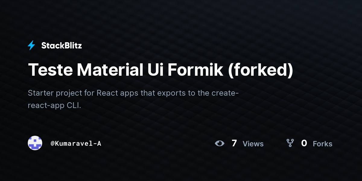 Teste Material Ui Formik Forked Stackblitz