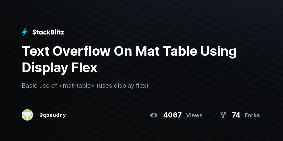 Text Overflow On Mat Table Using Display Flex - StackBlitz