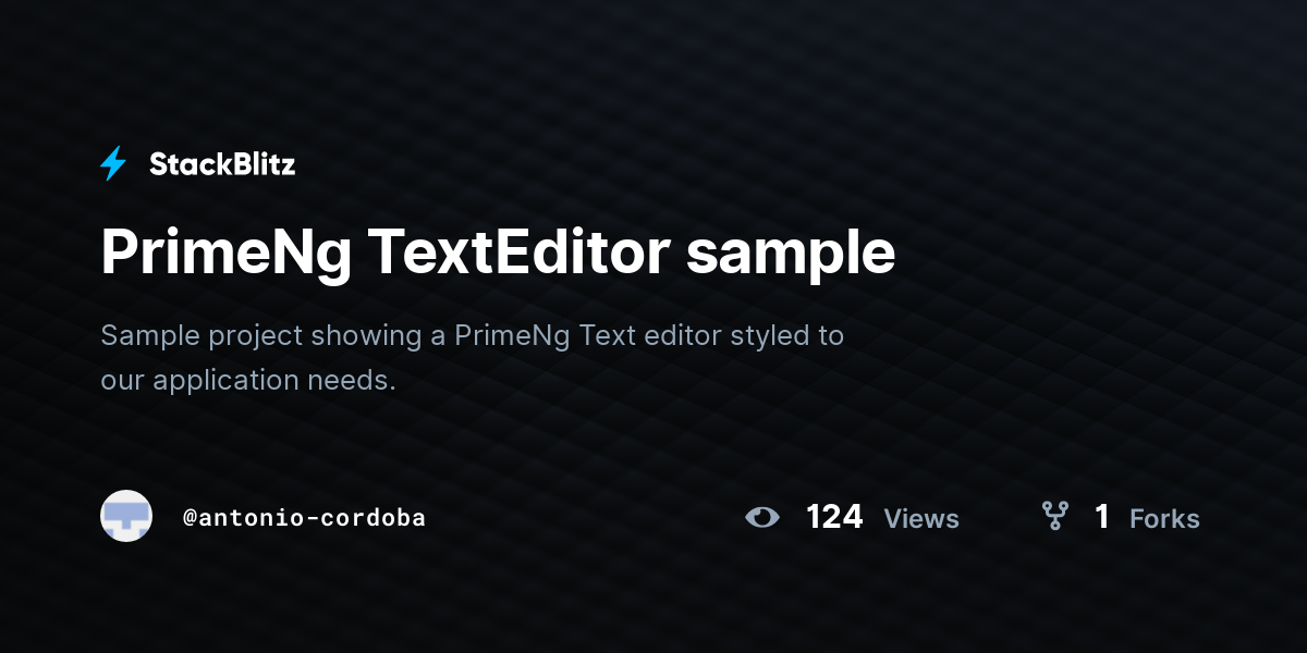 PrimeNg TextEditor sample - StackBlitz
