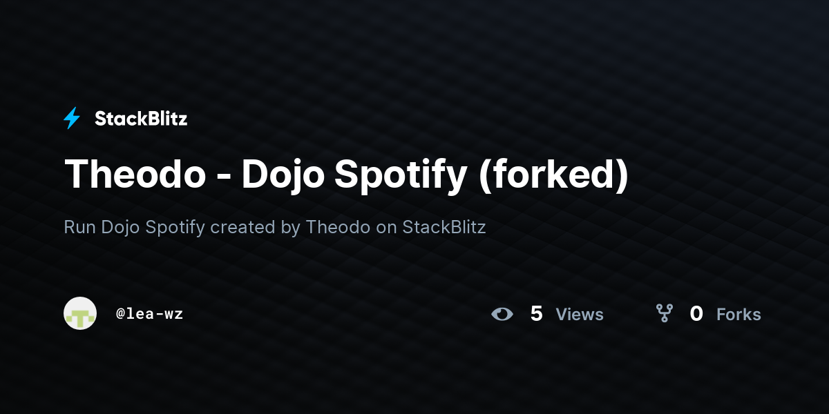 Theodo - Dojo Spotify (forked) - StackBlitz Theodo - Dojo Spotify (forked) - StackBlitz