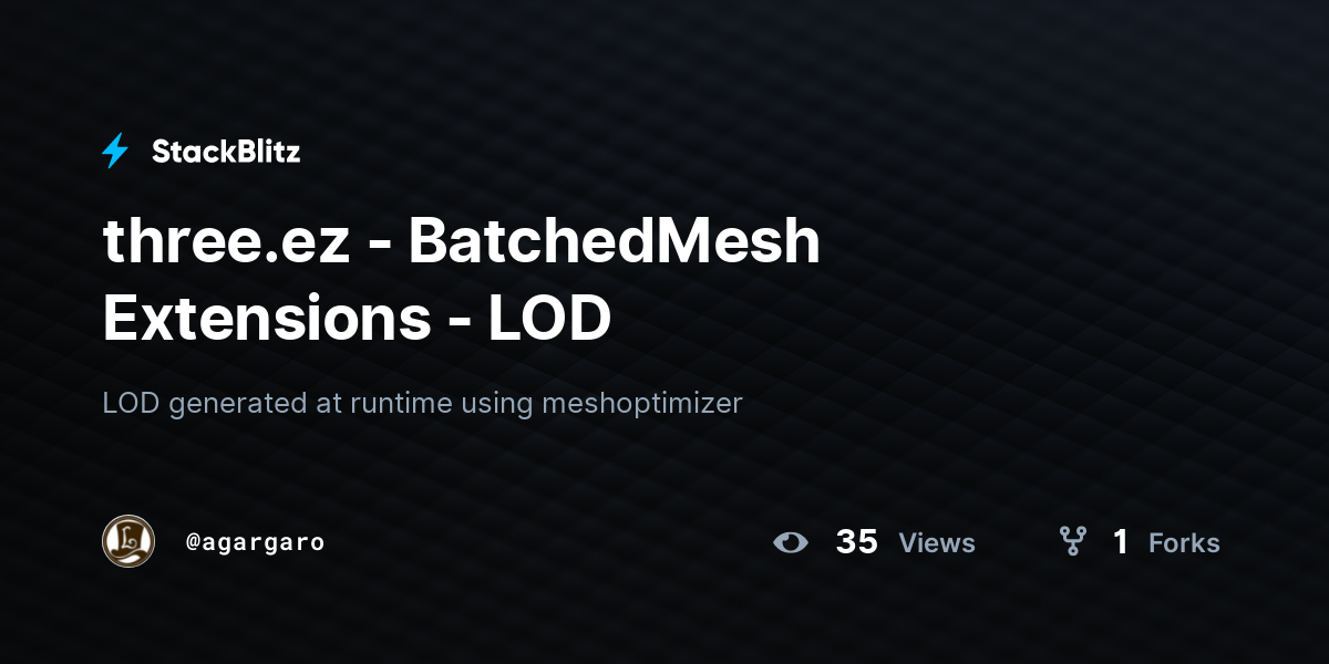 three.ez - BatchedMesh Extensions - LOD - StackBlitz