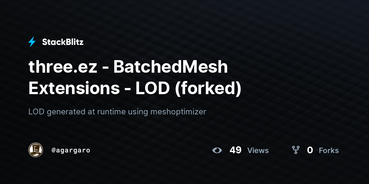 three.ez - BatchedMesh Extensions - LOD (forked) - StackBlitz