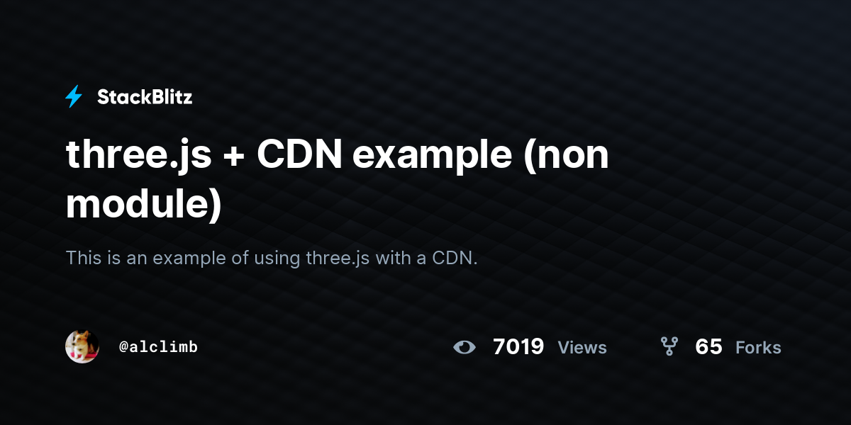 Three js CDN Example non Module StackBlitz