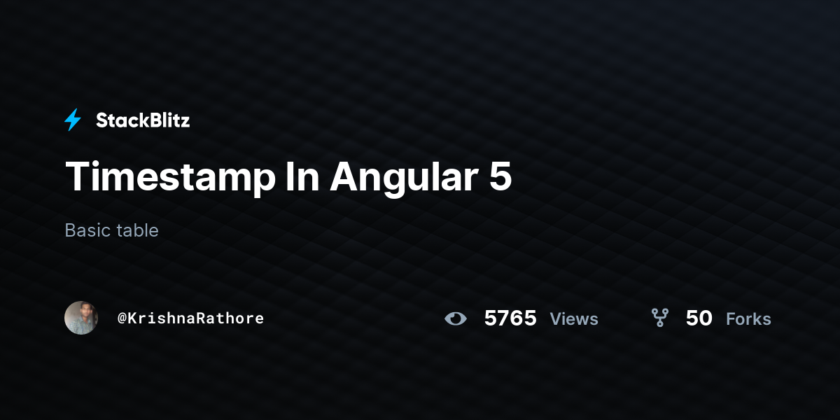 Timestamp In Angular 5 - StackBlitz